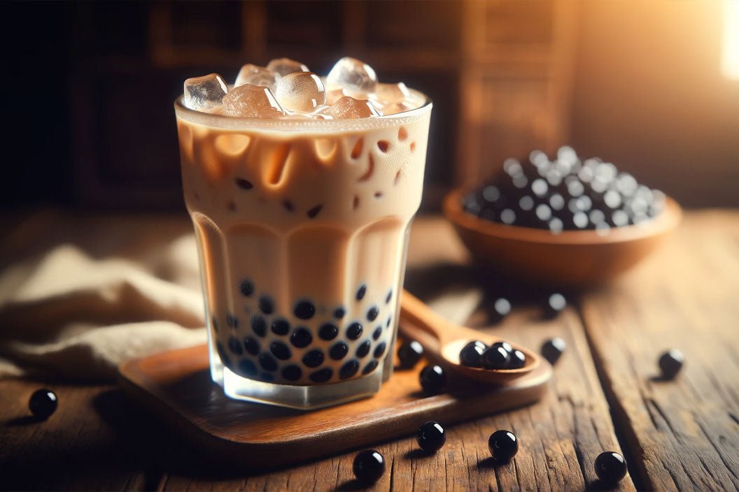 Té de leche cremoso clásico con perlas de tapioca masticable ...
